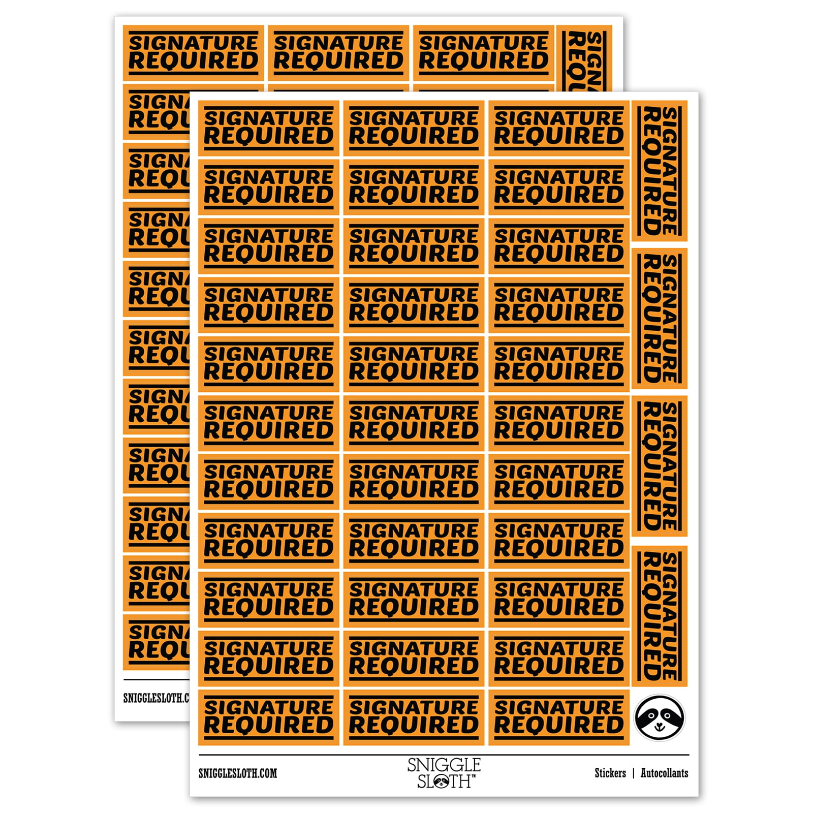 Signature Required Sticker Set - Orange - Gloss Finish - 1.5" Small ...
