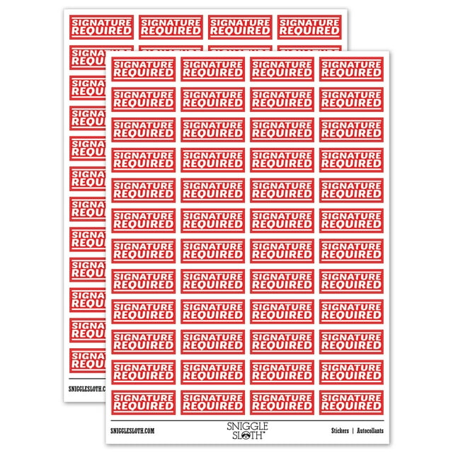Signature Required Sticker Set - Red - Gloss Finish - 1.25" Mini ...