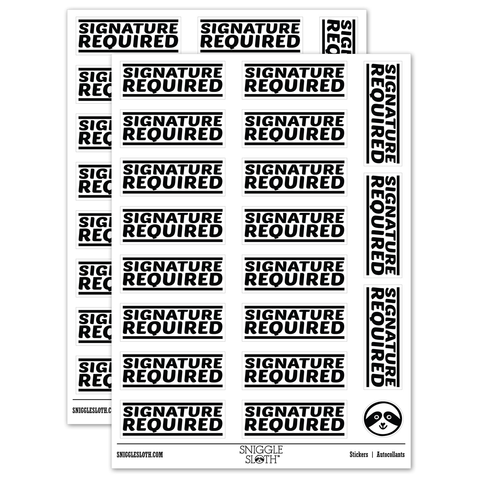Signature Required Sticker Set - White - Gloss Finish - 2.00" Large ...