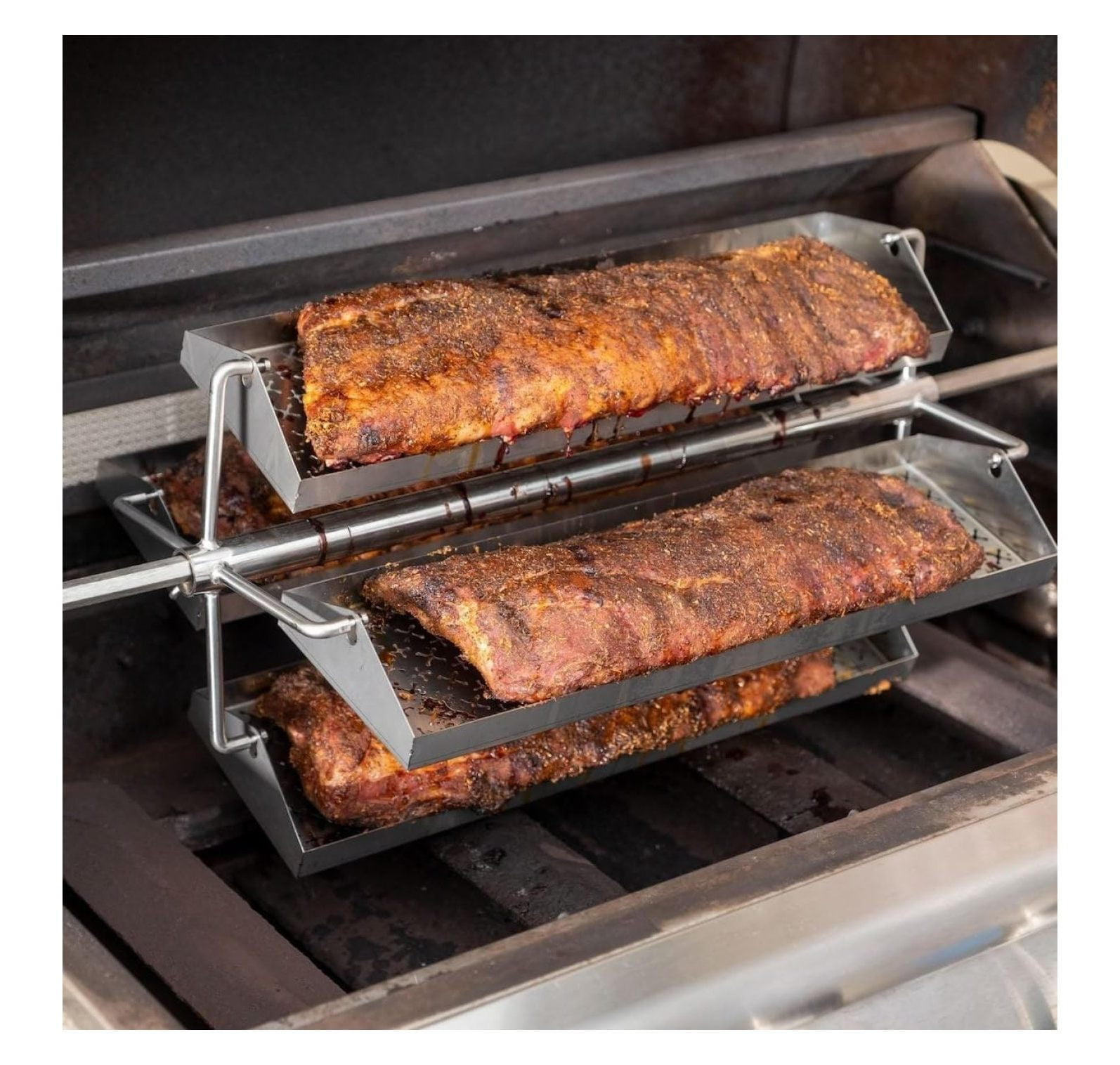 Signature Rib Rotisserie Rotating BBQ Grill Trays - BBQ-RRW - Walmart.com