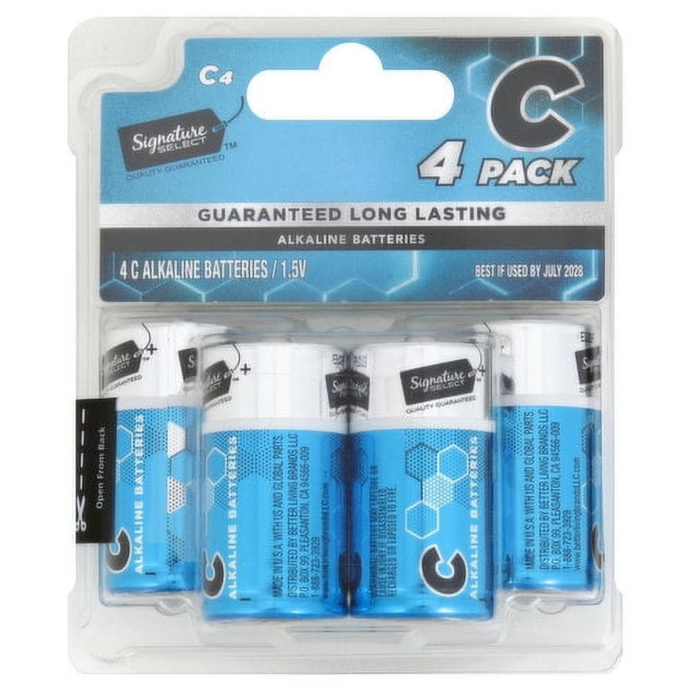Signature SELECT Batteries Alkaline C 4 each Package May Vary - Walmart.com