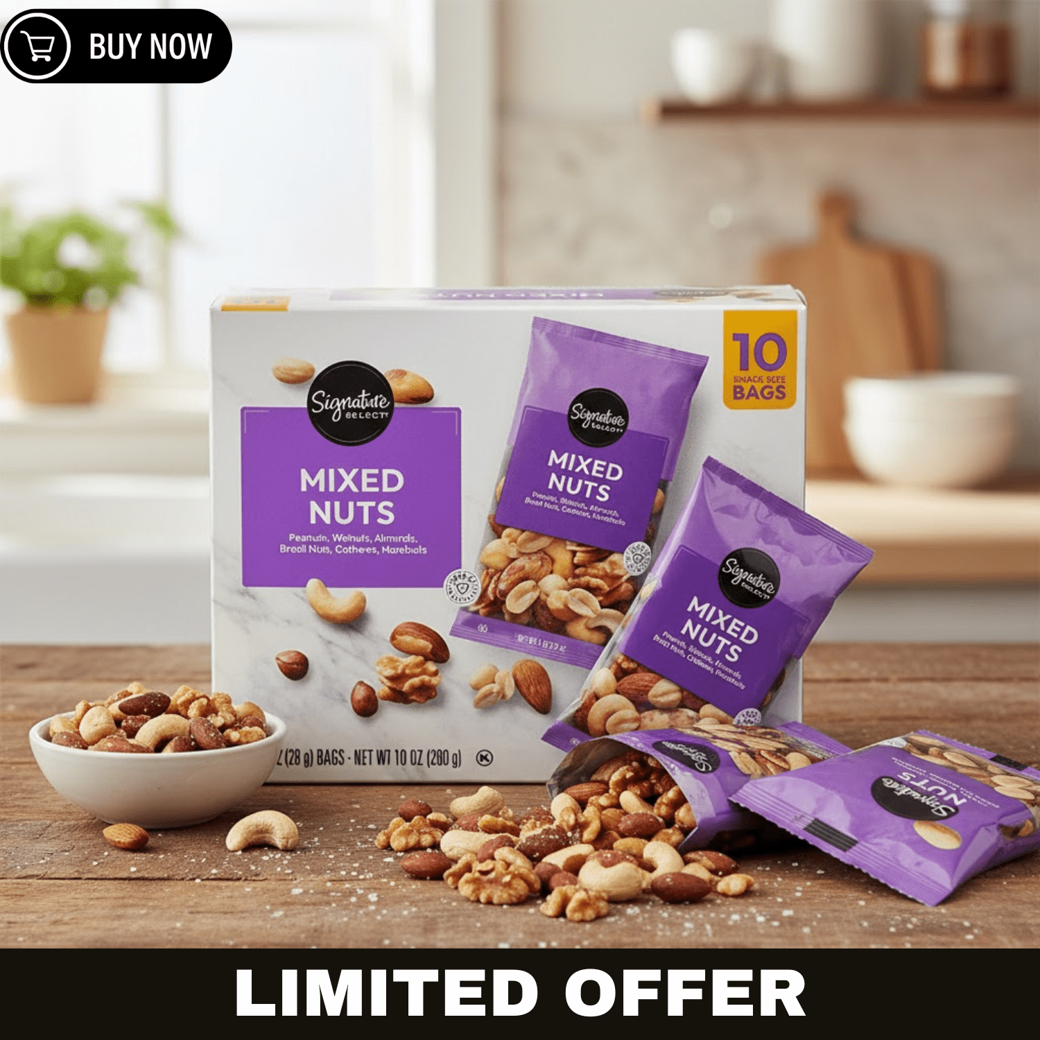 Signature SELECT Deluxe Raw Mixed Nuts Multipack, Peanuts, Walnuts ...
