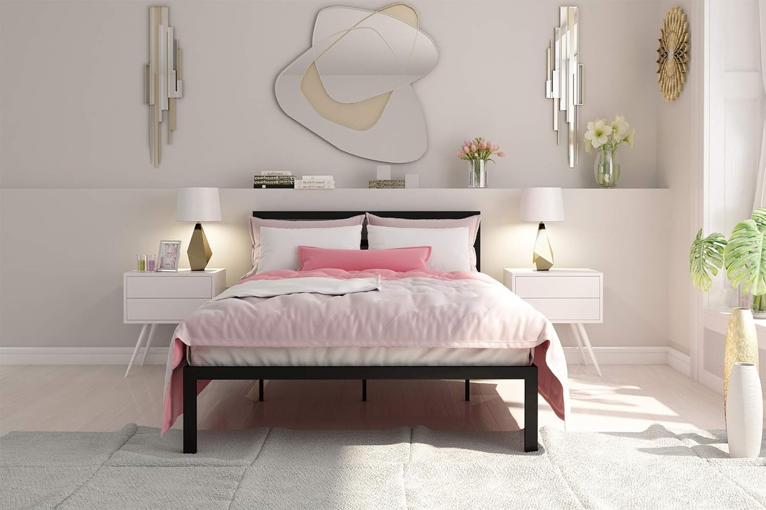 Signature Sleep Metal Platform Bed with Headboard, Full, Black ...