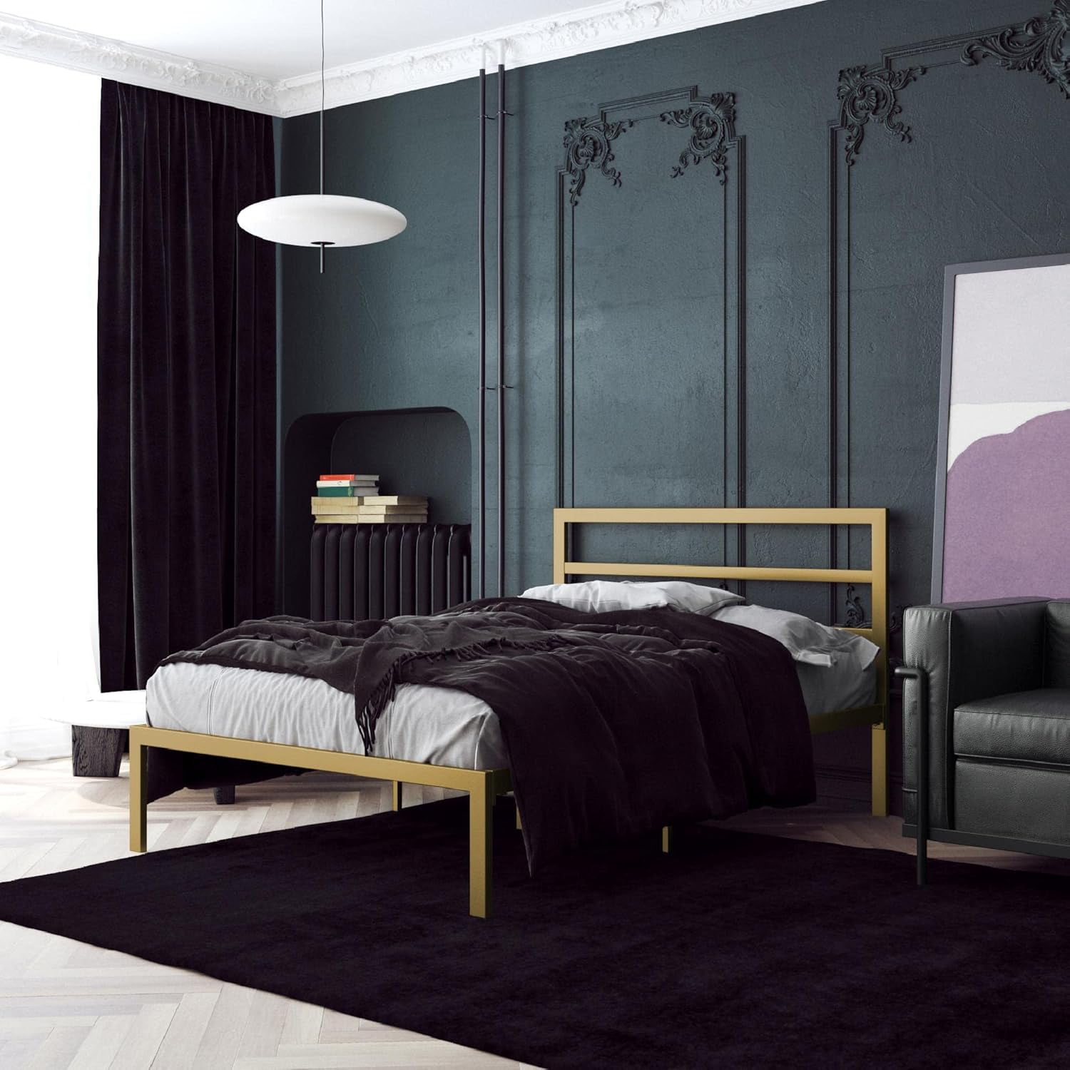 Signature Sleep Metal Platform Bed with Headboard, Full, Black ...