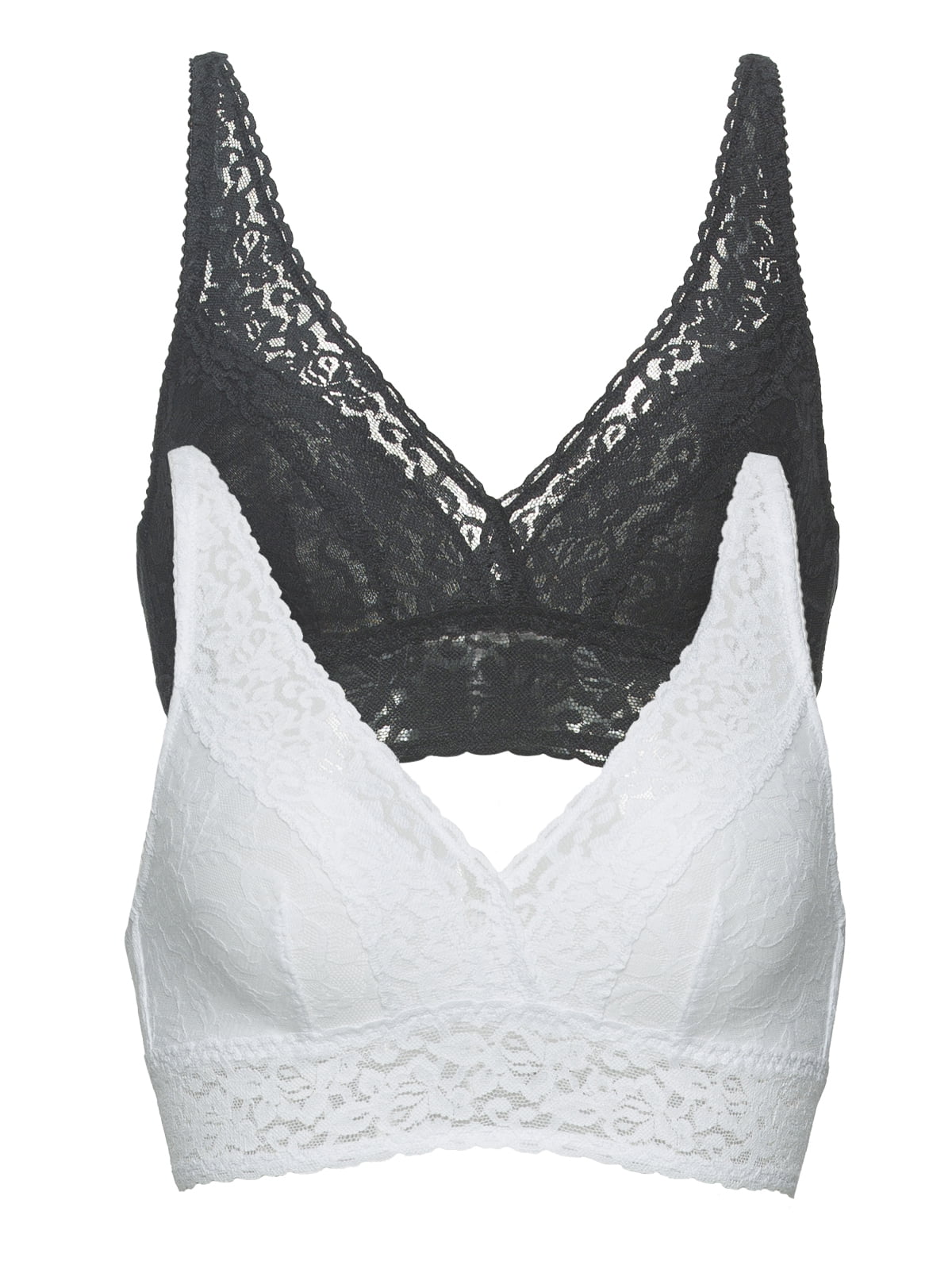 Signature Stretch Lace Bralette 2-Pack | Felina (Black White, Large ...