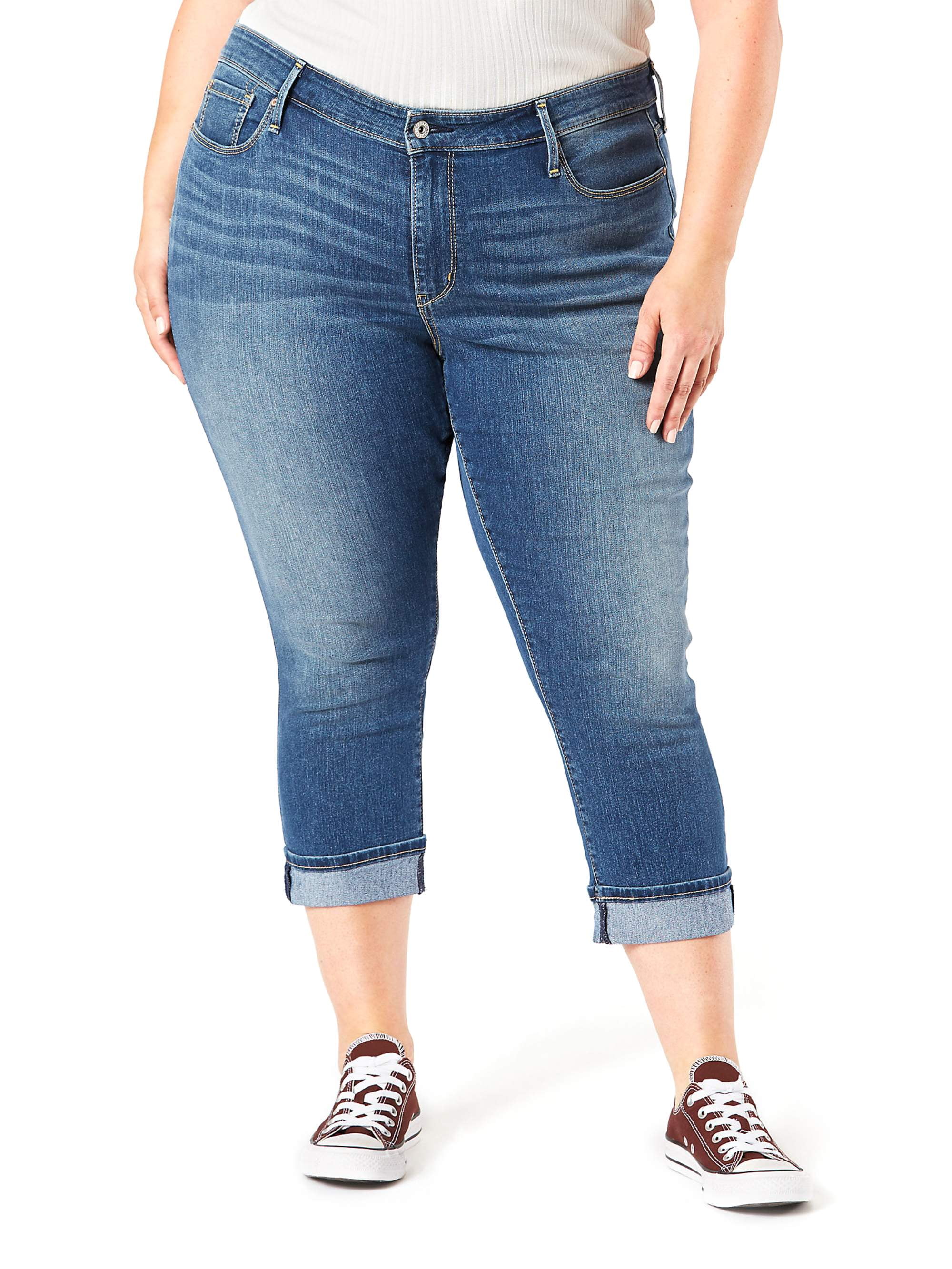 Levi Strauss Signature Women's and Women's Plus Mid Rise Capri Jeans ...