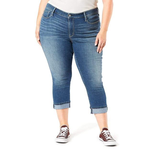Levi Strauss Signature Women's and Women's Plus Mid Rise Capri Jeans ...