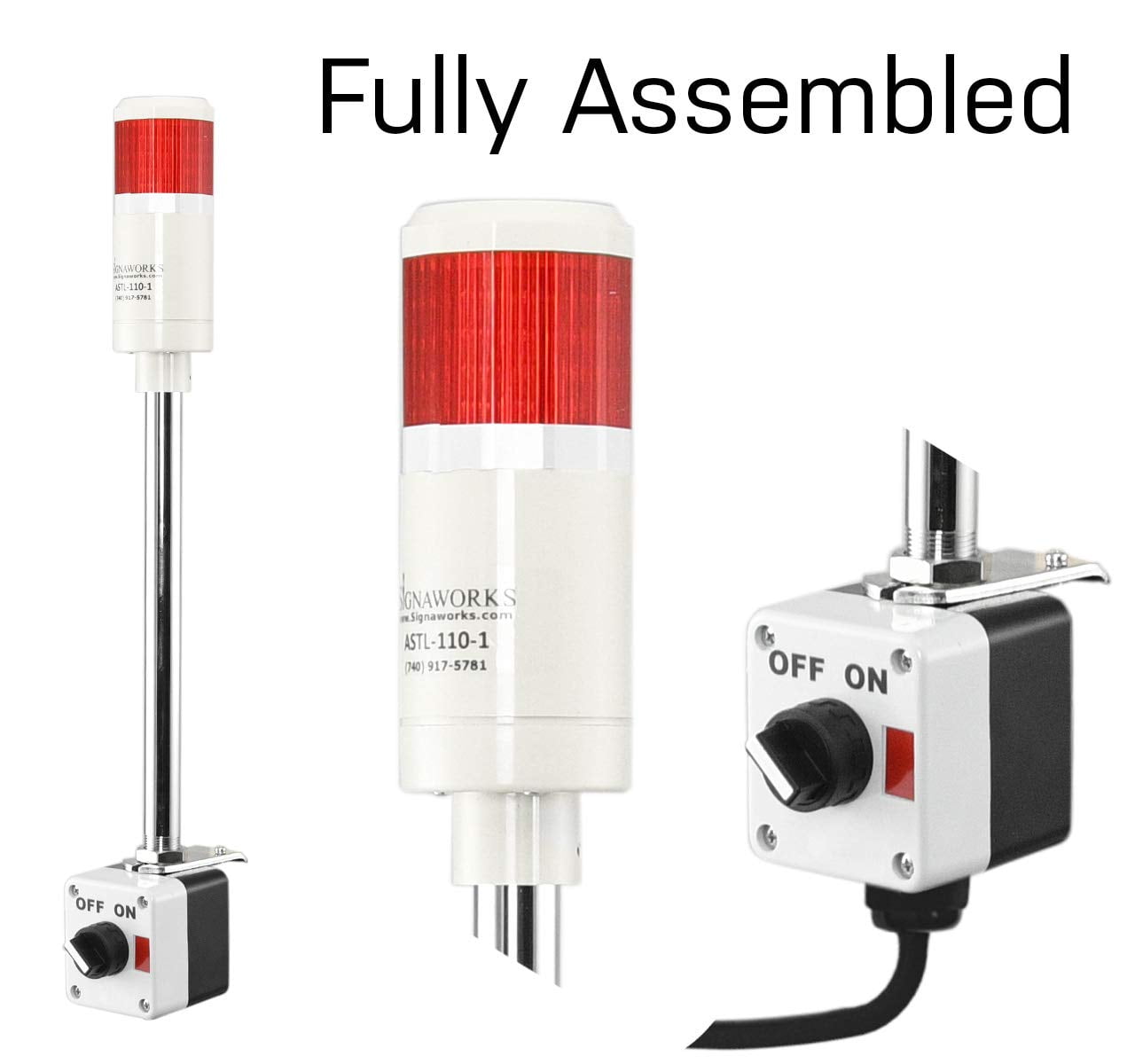 Signaworks 1 Stack Red LED Andon Tower Light, Off-Steady On, 8 ft Power ...