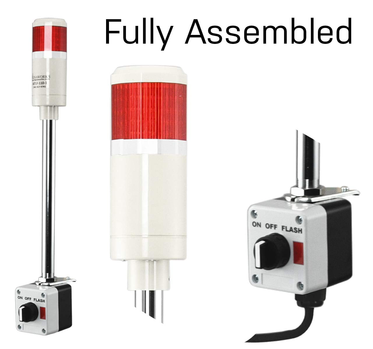 Signaworks 1 Stack Super Bright Red LED Andon Tower Light, 3 Pos On-Off ...