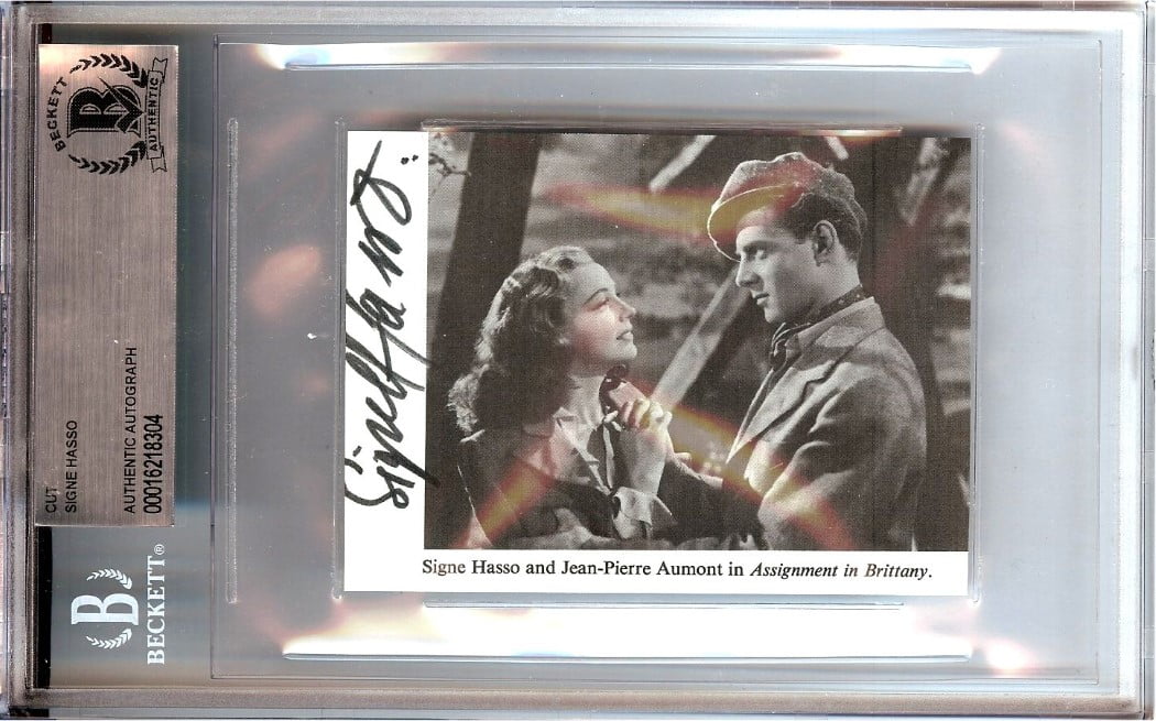 Signe Hasso Autograph Cut Signature Assignment in Brittany BAS Encased ...