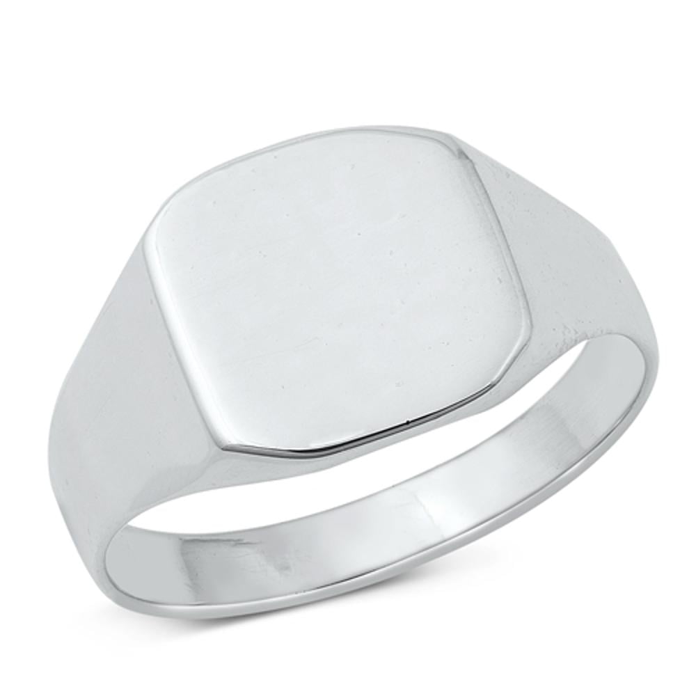 Signet High Polished Ring .925 Sterling Silver Band Jewelry Female Male ...