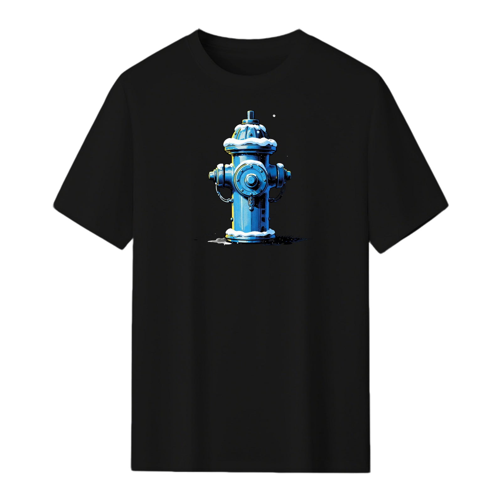 Signetis New Year's Fire Hydrant Snow Bonnet Graphic T-Shirt, Black ...