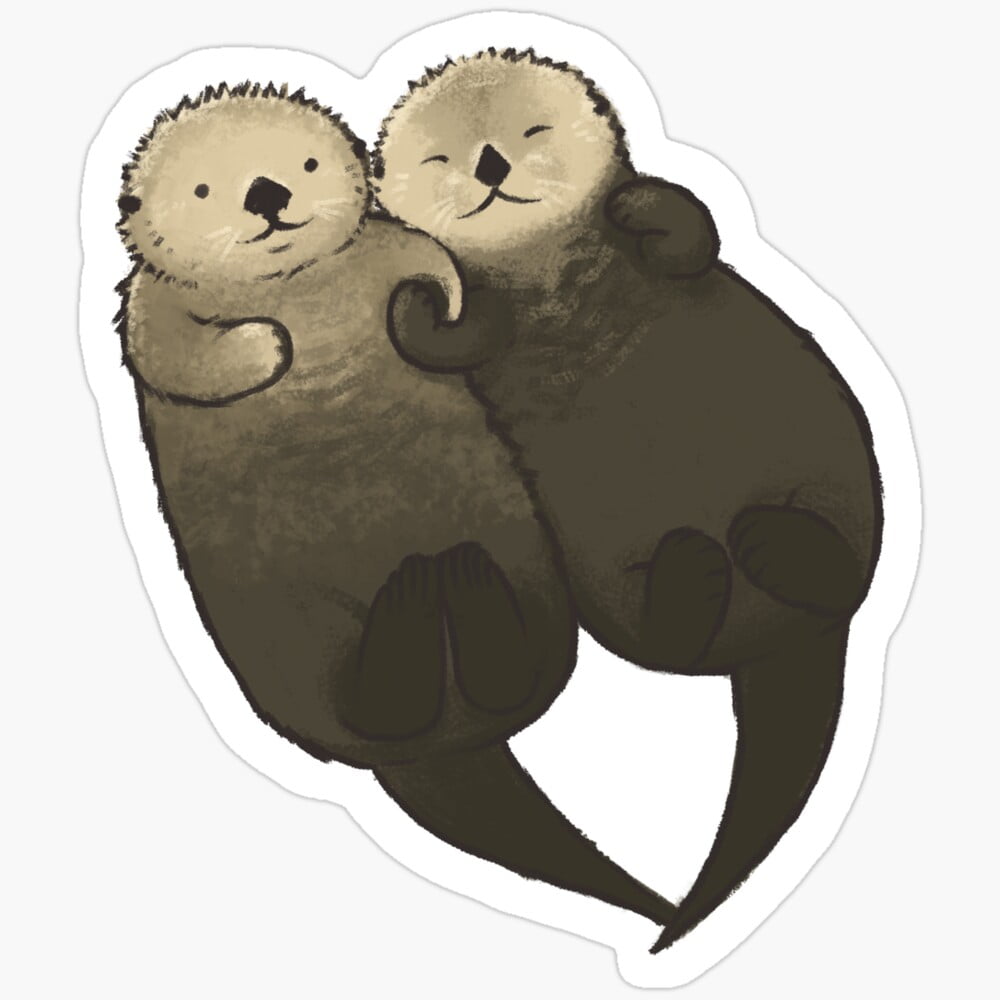 Significant Otters - Otters Holding Hands Sticker Phone Decal Water ...