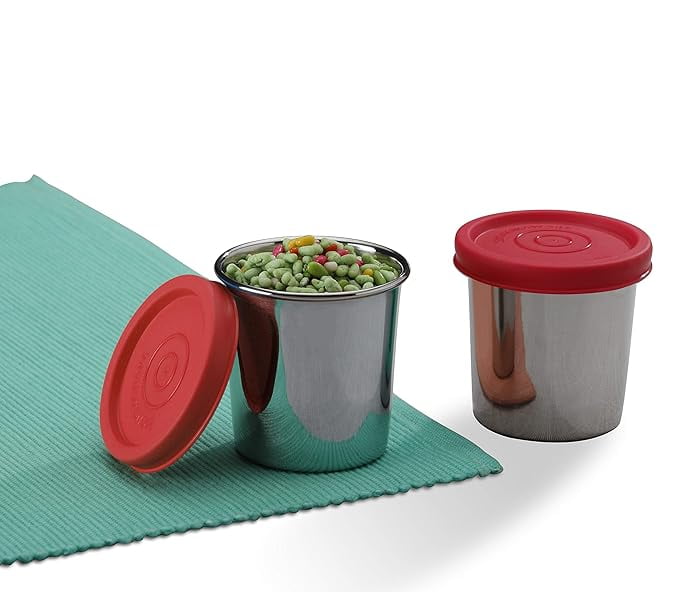 Signoraware 100ml Nano Vertical Ergonomic Stainless Steel Container Box with Lid Set (Set of 2 ...