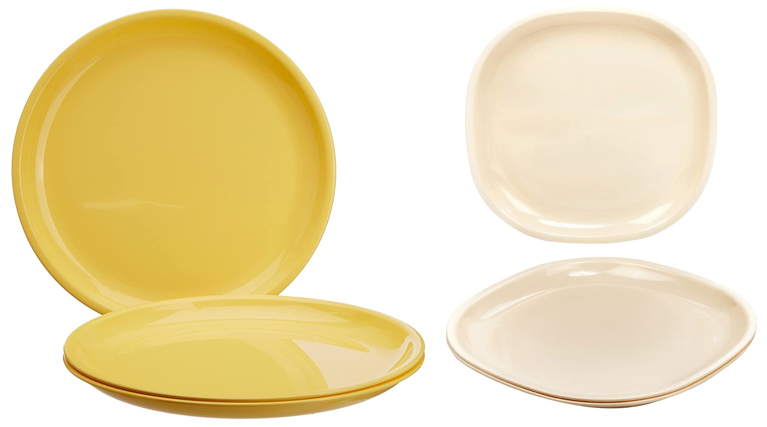 Signoraware Round Plastic Full Plate Set, Set of 3, Lemon Yellow ...
