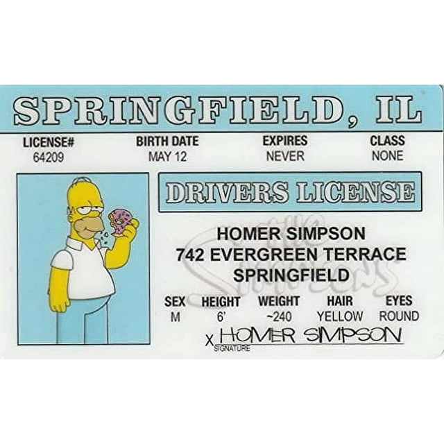 Signs 4 Fun Parody ID | Homer Simpson ID | Fake ID Novelty Card ...