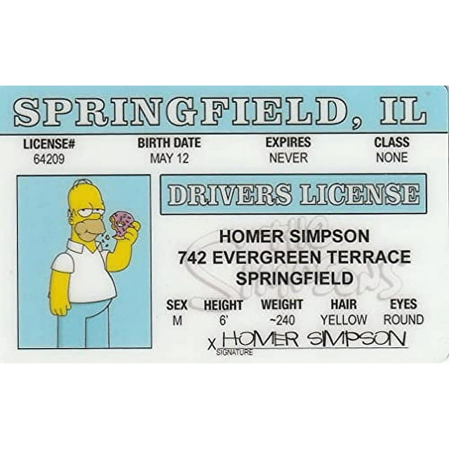 Signs 4 Fun Parody ID | Homer Simpson ID | Fake ID Novelty Card ...