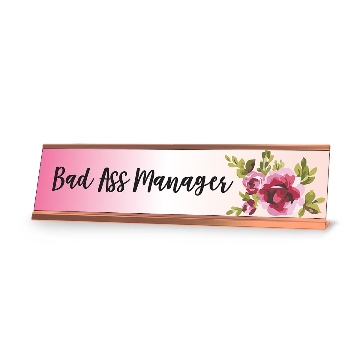 Signs BYLITA Bad Ass Manager, Floral Designer Desk Sign (2 x 8 ...