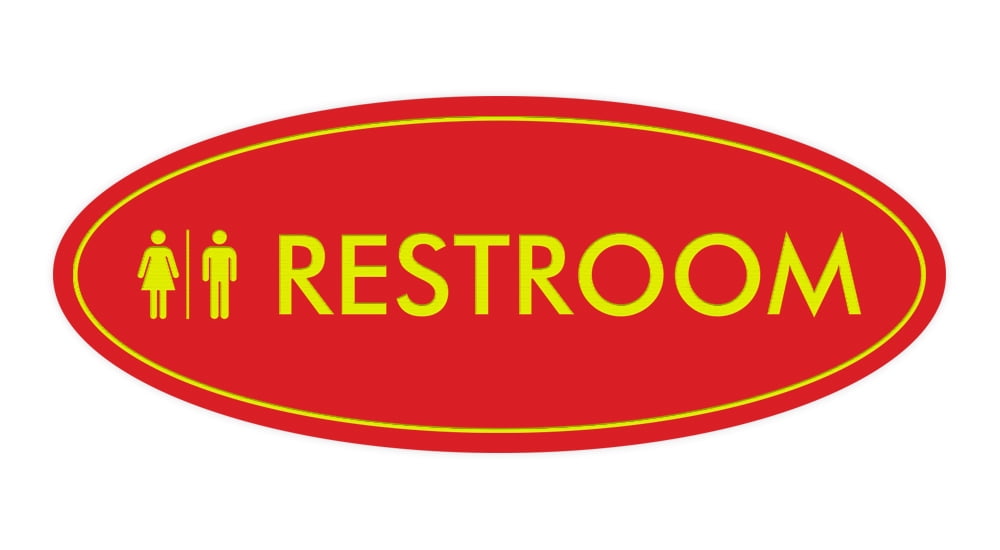 Signs BYLITA Oval UNISEX RESTROOM Sign (Red/Yellow) - Large 3.6x9 ...