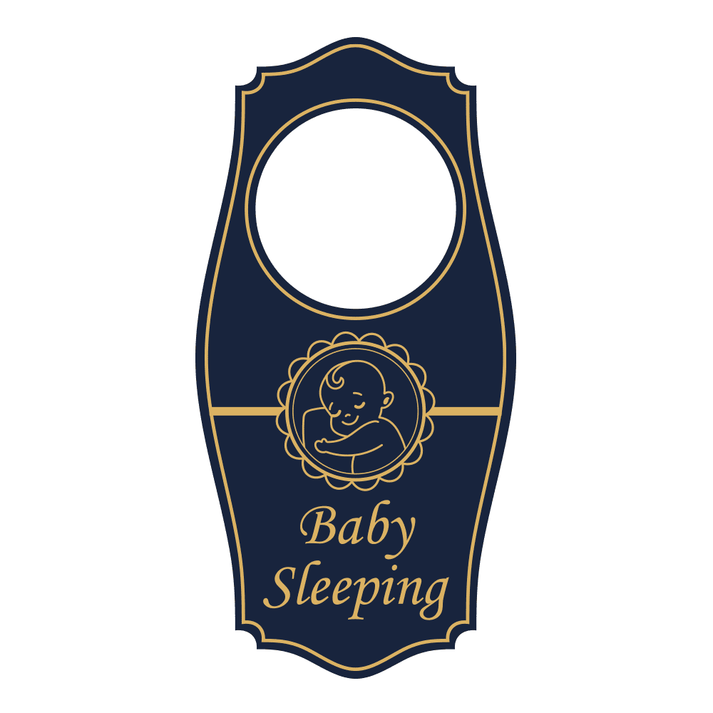 Signs ByLITA Baby Sleeping Door Hanger - Navy Blue Gold, 4" x 8 ...