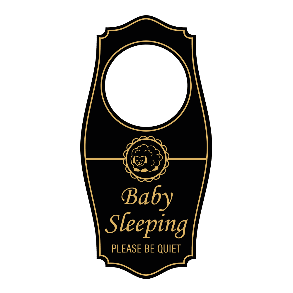 Signs ByLITA Baby Sleeping Please Be Quiet Door Hanger - Black Gold, 4 ...
