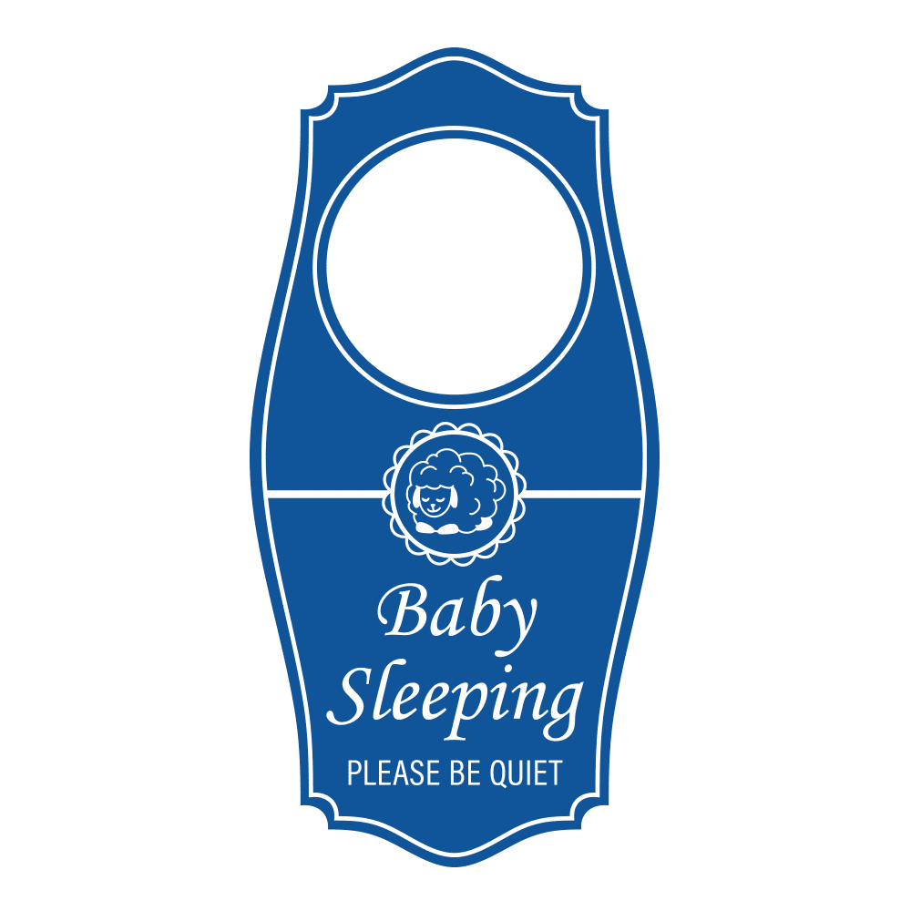 Signs ByLITA Baby Sleeping Please Be Quiet Door Hanger - Blue, 4" x 8 ...