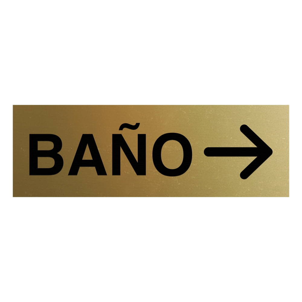 Signs ByLITA Basic Baño Right Arrow Directional Sign (Brushed Gold ...