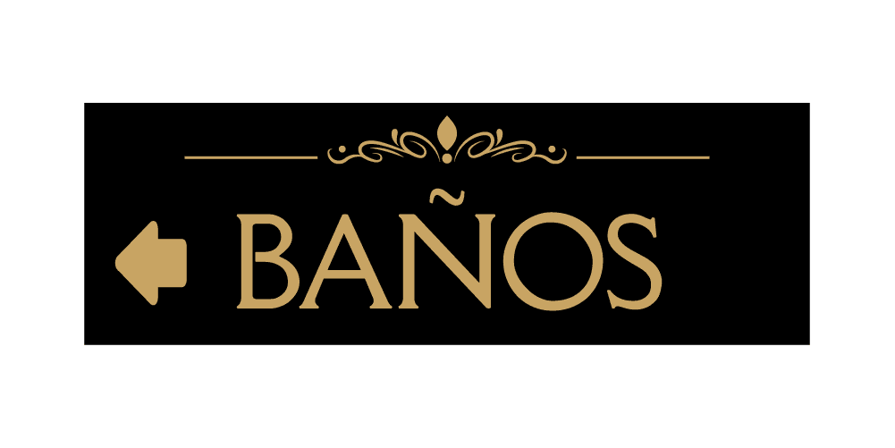 Signs ByLITA Basic Baños Left Arrow Directional Sign (Black Gold ...
