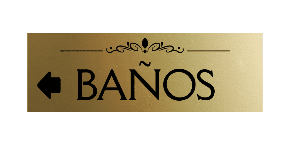 Signs ByLITA Basic Baños Left Arrow Directional Sign (Brushed Gold ...