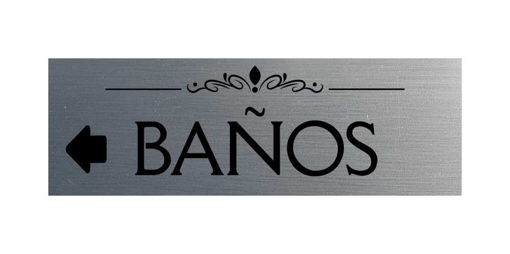 Signs ByLITA Basic Baños Left Arrow Directional Sign (Brushed Silver ...