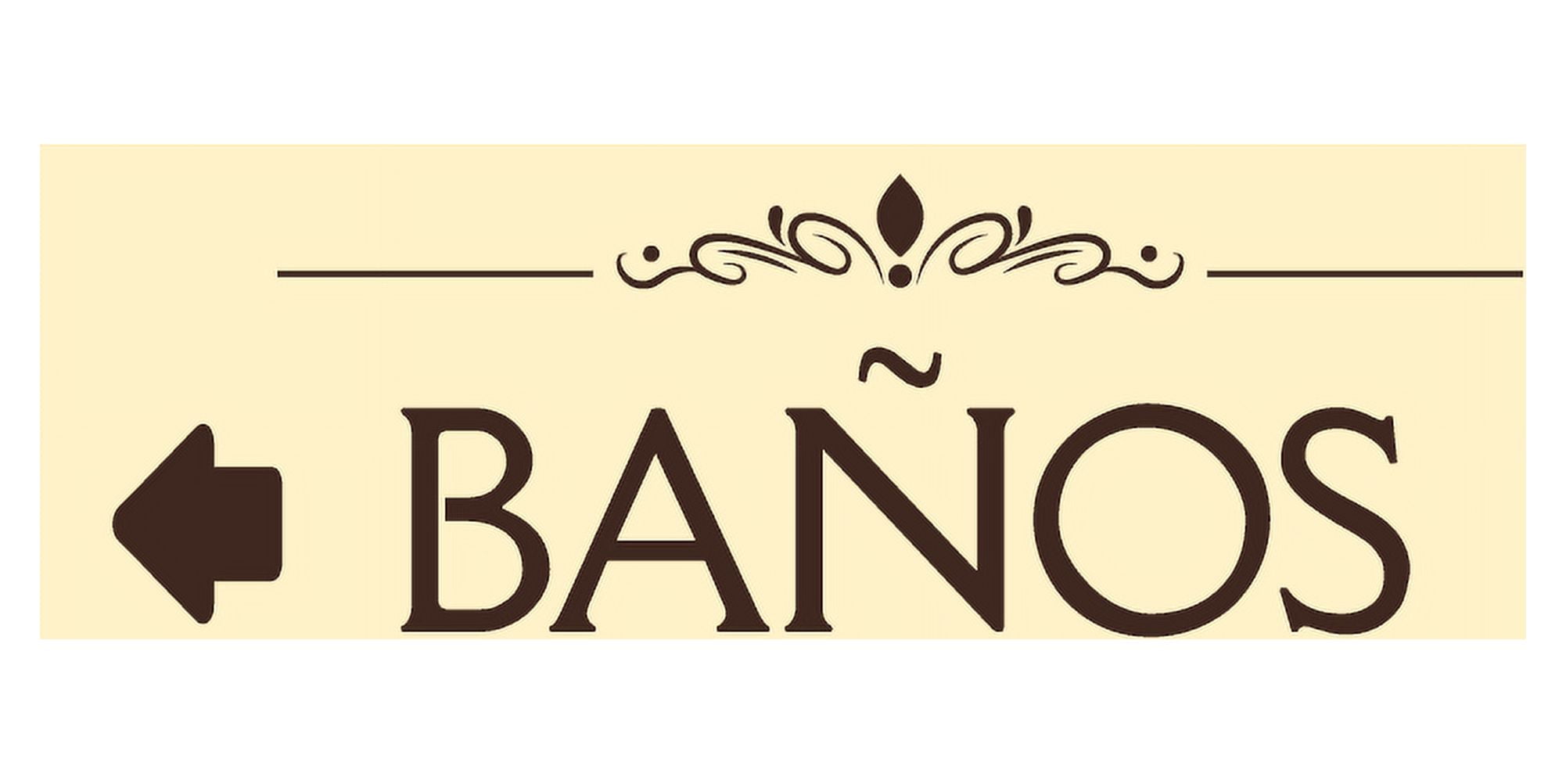 Signs ByLITA Basic Baños Left Arrow Directional Sign (Ivory/Dark Brown ...