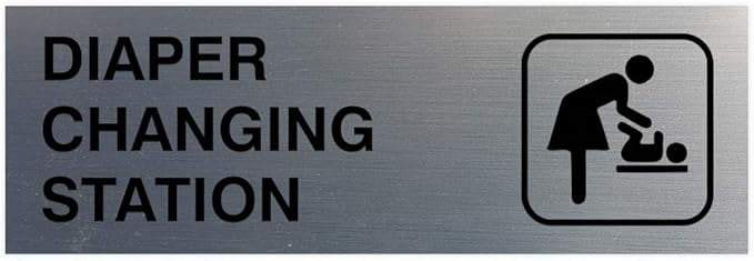 Signs ByLITA Basic Diaper Changing Station Sign (Brushed Silver ...