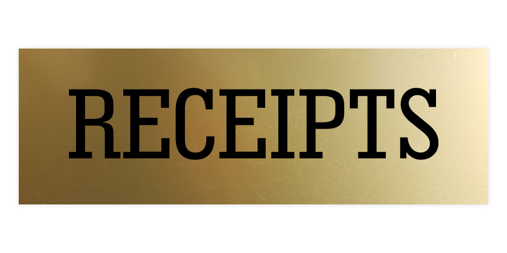 Signs ByLITA Basic Receipts Sign (Brushed Gold) - Large - Walmart.com