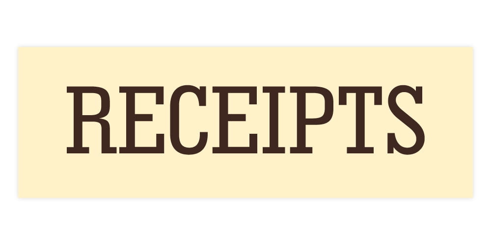 Signs ByLITA Basic Receipts Sign (Ivory/Dark Brown) - Large - Walmart.com
