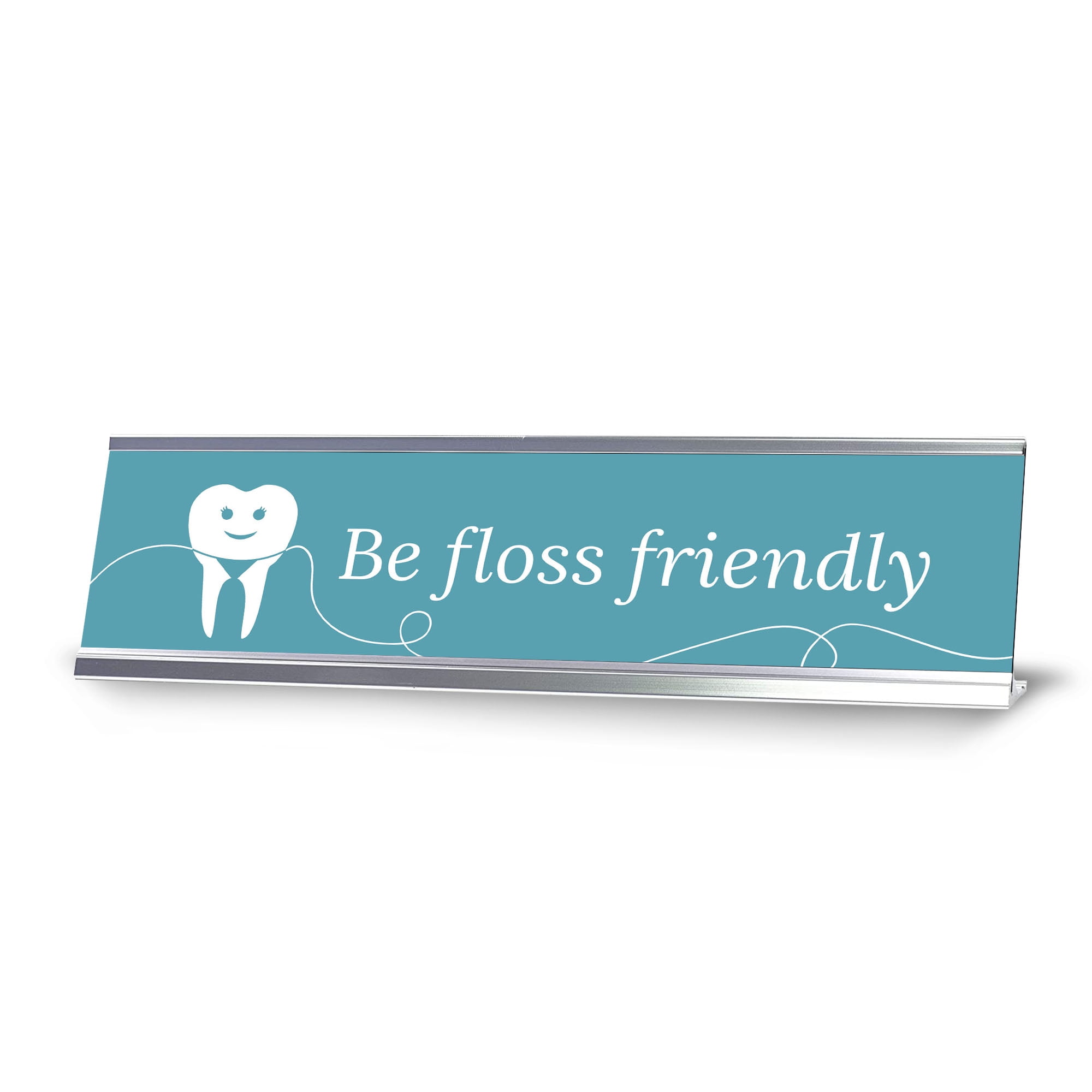 Signs ByLITA Be Floss Friendly Dental Office Decor Silver Frame, Desk ...
