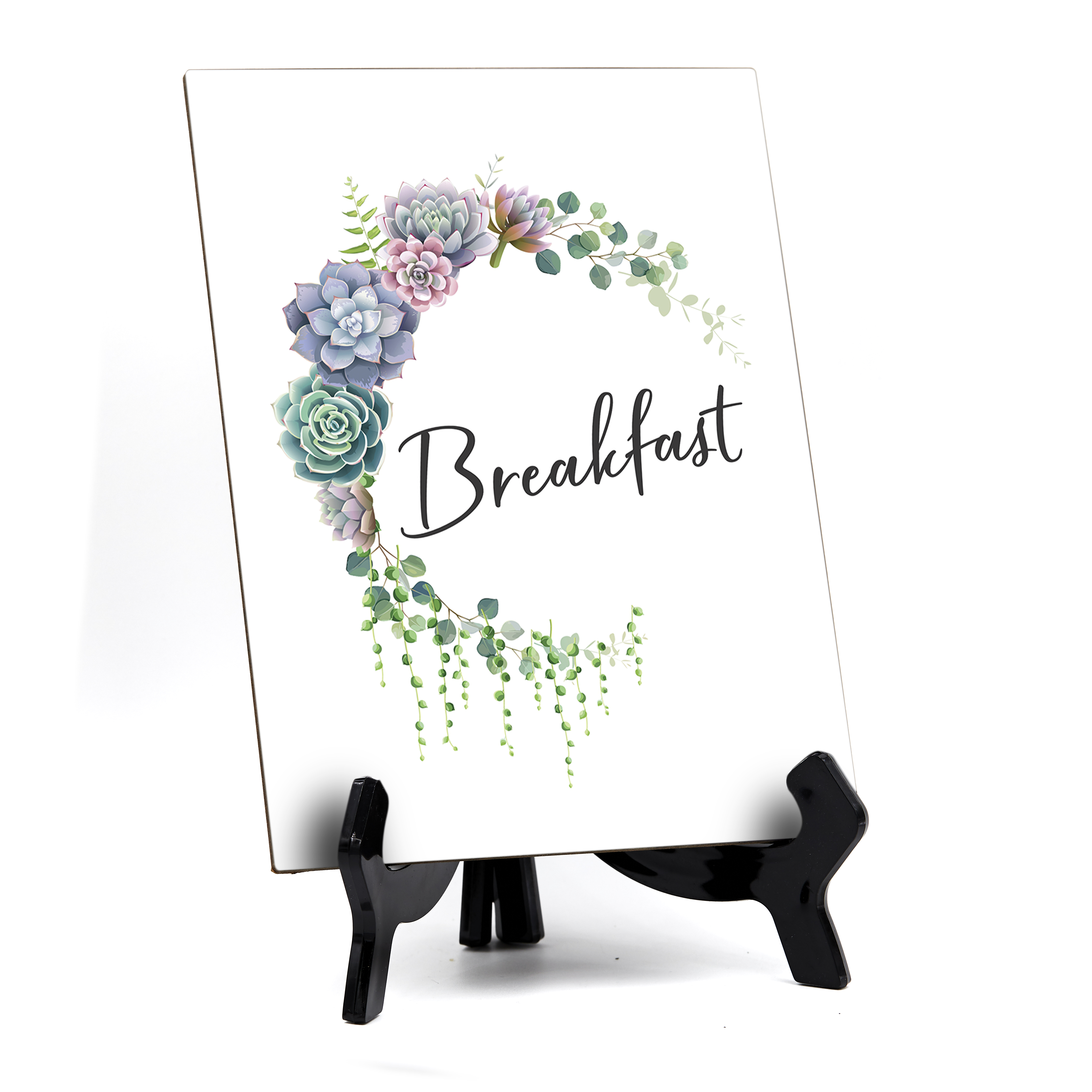 Signs ByLITA Breakfast Table Sign with Easel, Floral Crescent Design (6 ...