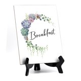 Signs ByLITA Breakfast Table Sign with Easel, Floral Crescent Design (6 ...