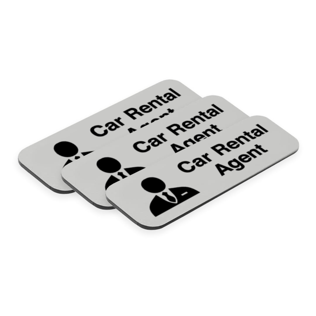 Signs ByLITA Car Rental Agent Graphic 1 x 3" Name Tag/Badge, Silver, (3 ...