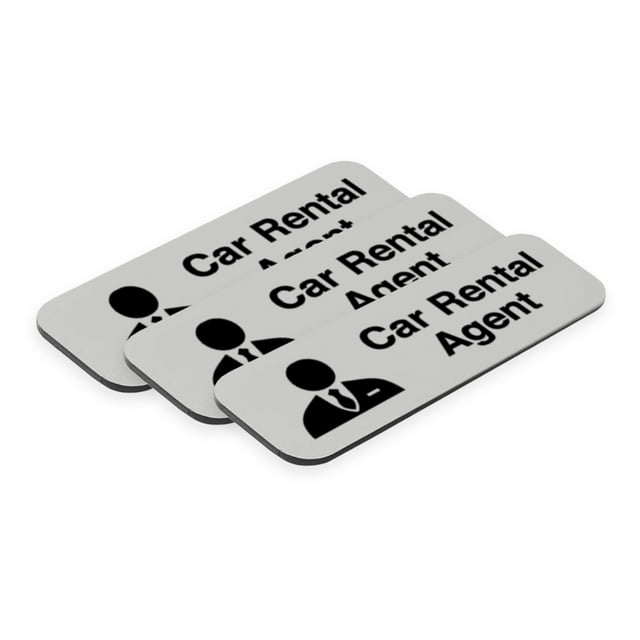 Signs ByLITA Car Rental Agent Graphic 1 x 3" Name Tag/Badge, Silver, (3 ...