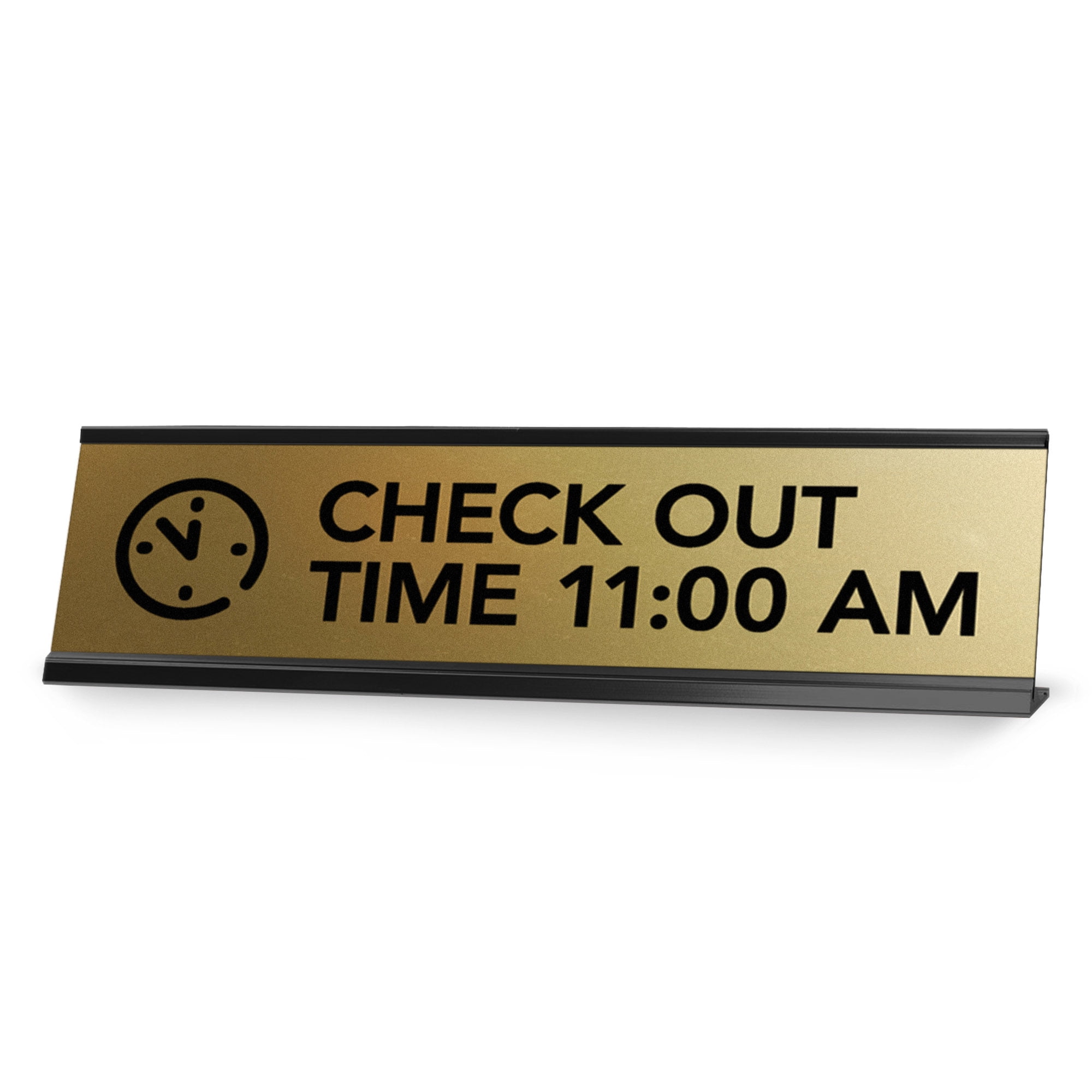 Signs ByLITA Check Out Time 11:00 am Black Frame Desk Sign (2x8 ...