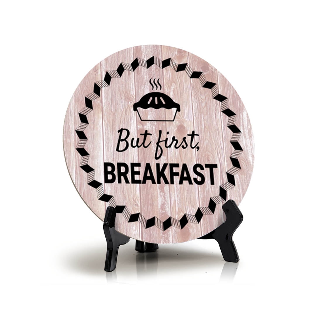 Signs ByLITA Circle But first, Breakfast Wood Color Table Sign (5x5 ...