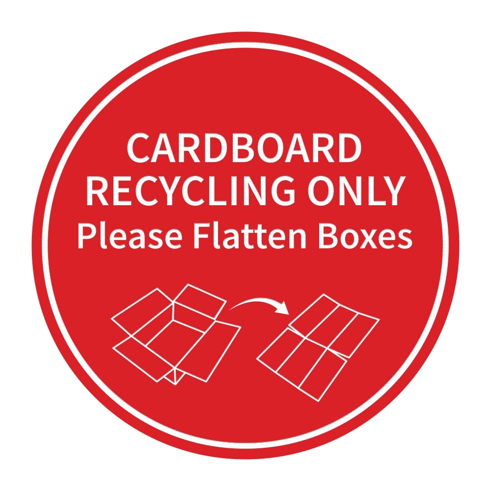 Signs ByLITA Circle Cardboard Recycling Only Please Flatten Boxes Sign ...