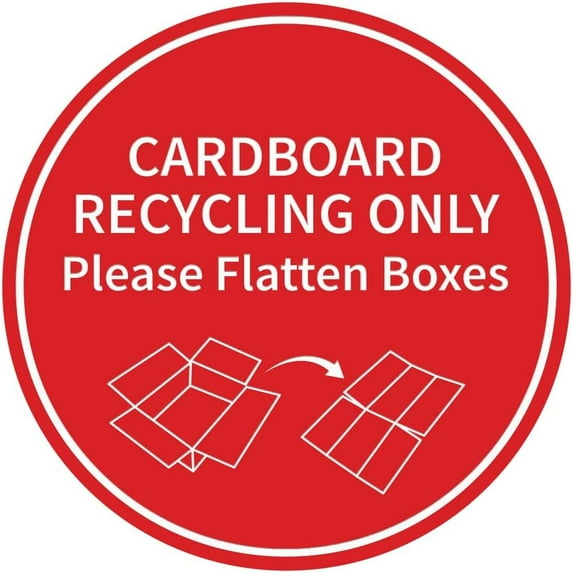 Signs ByLITA Circle Cardboard Recycling Only Please Flatten Boxes Sign ...
