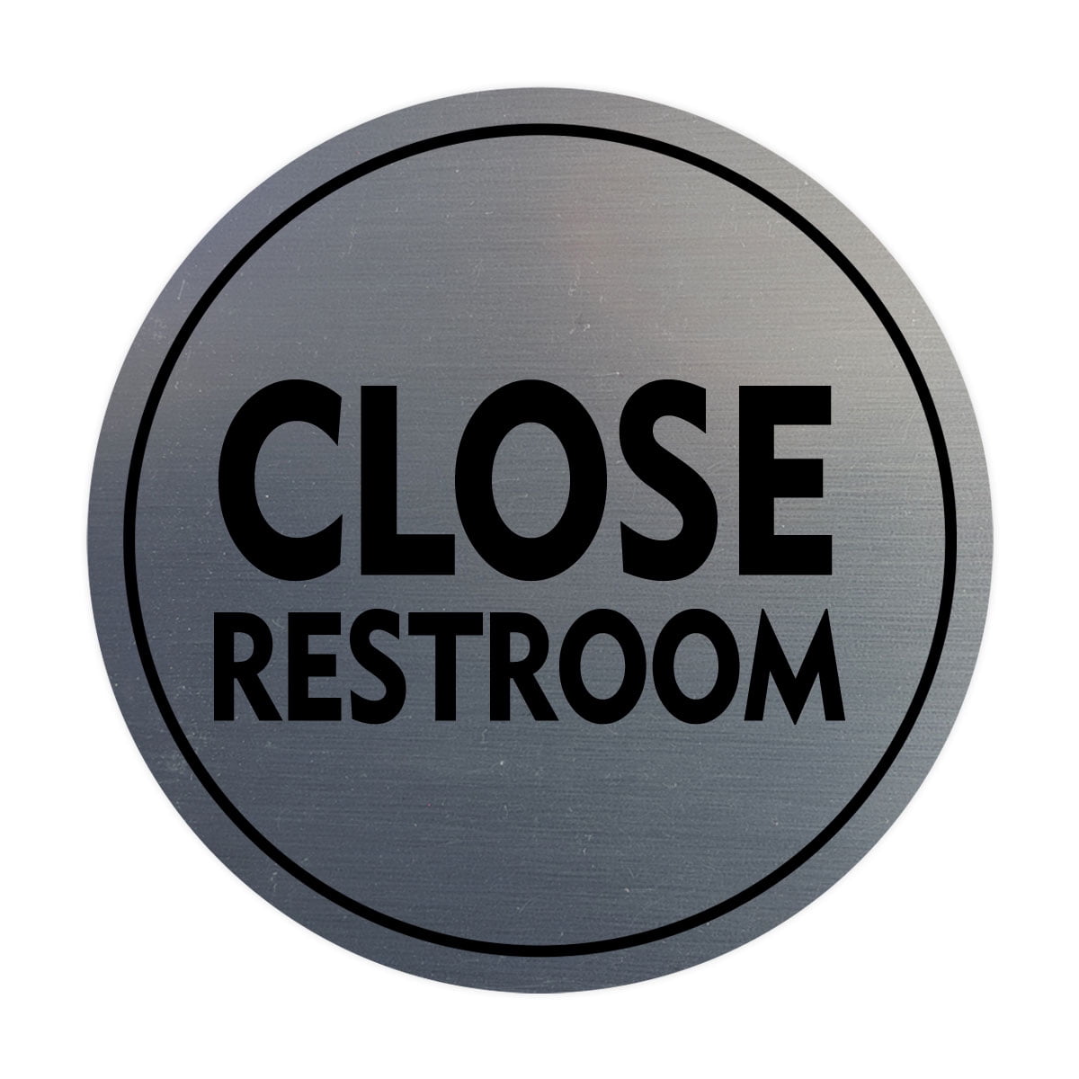 Signs ByLITA Circle Close Restroom Sign (Brushed Silver) - Large ...
