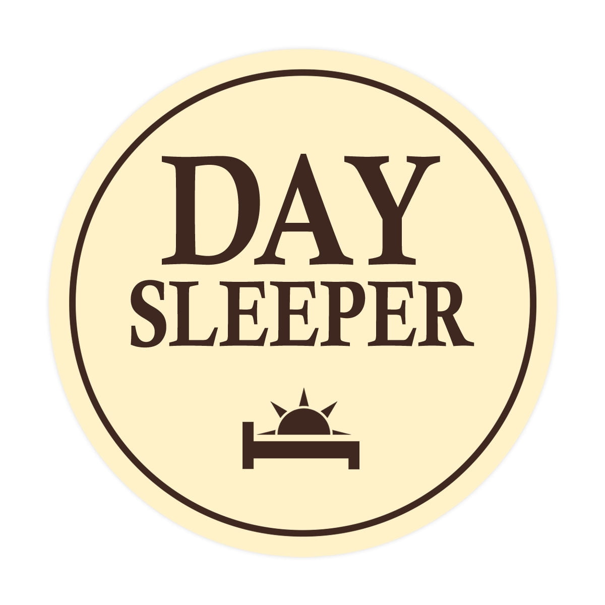 Signs ByLITA Circle Day Sleeper Sign (Ivory/Dark Brown) - Large ...
