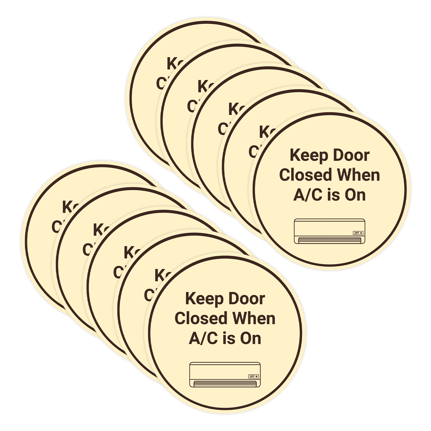 Signs ByLITA Circle Keep Door Closed When A/C is On Sign (Ivory/Dark ...