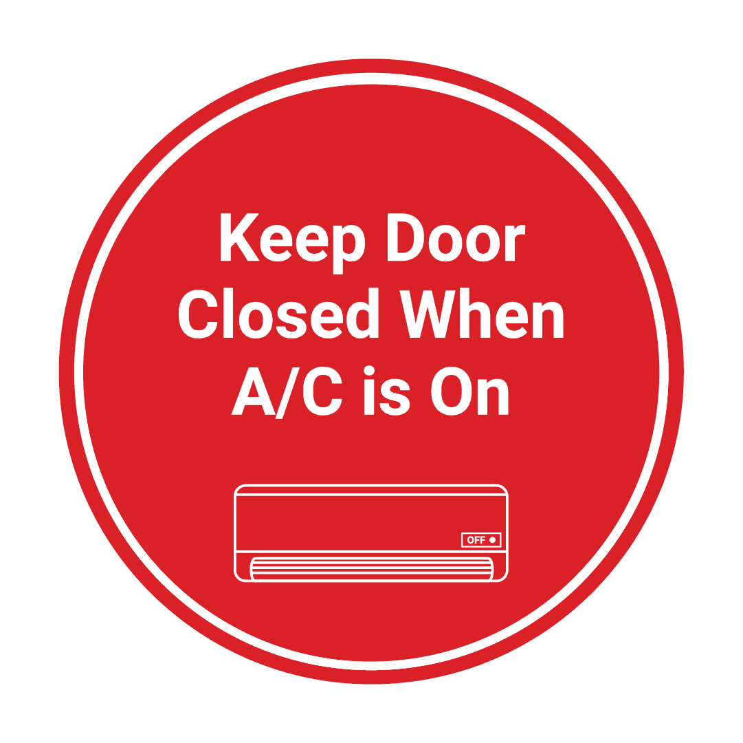Signs ByLITA Circle Keep Door Closed When A/C is On Sign (Red) - Large ...