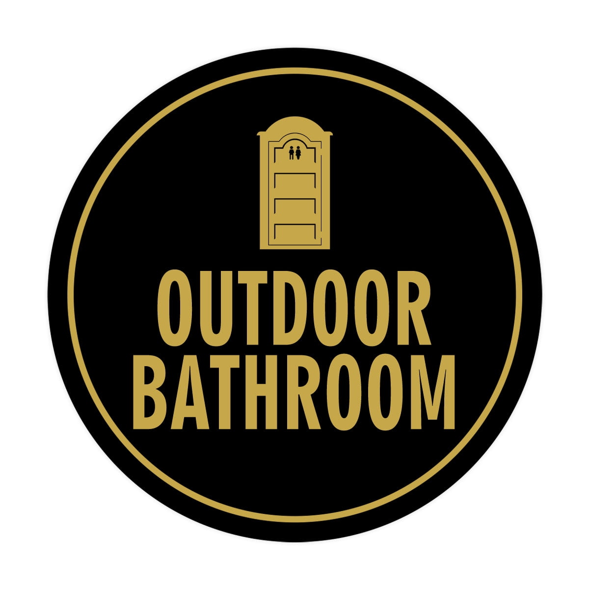 Signs ByLITA Circle Outdoor Bathroom Sign (Black Gold) - Large ...