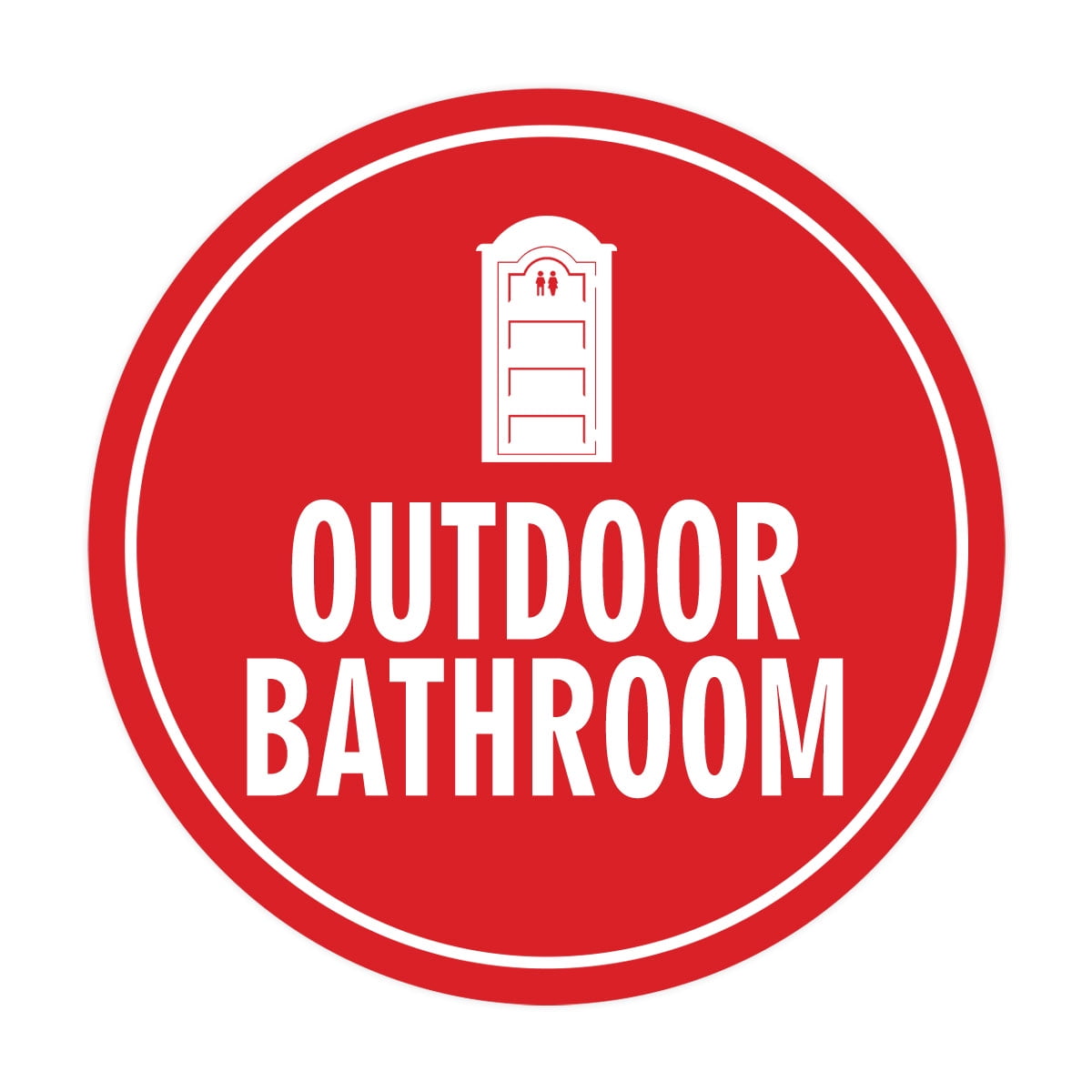 Signs ByLITA Circle Outdoor Bathroom Sign (Red) - Large - Walmart.com