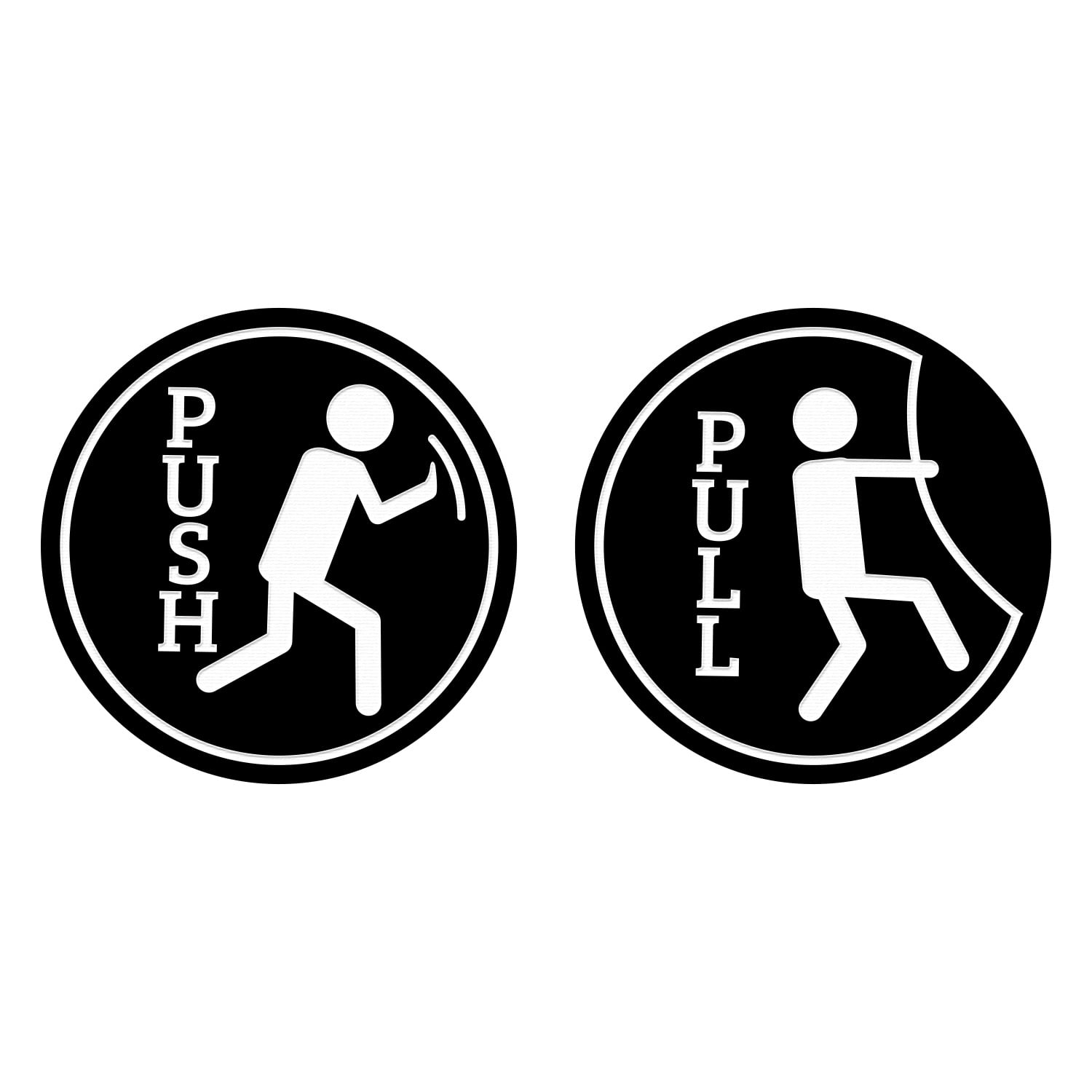 Signs ByLITA Circle Push and Pull Door Signs (Fun) Door Sign (Black ...